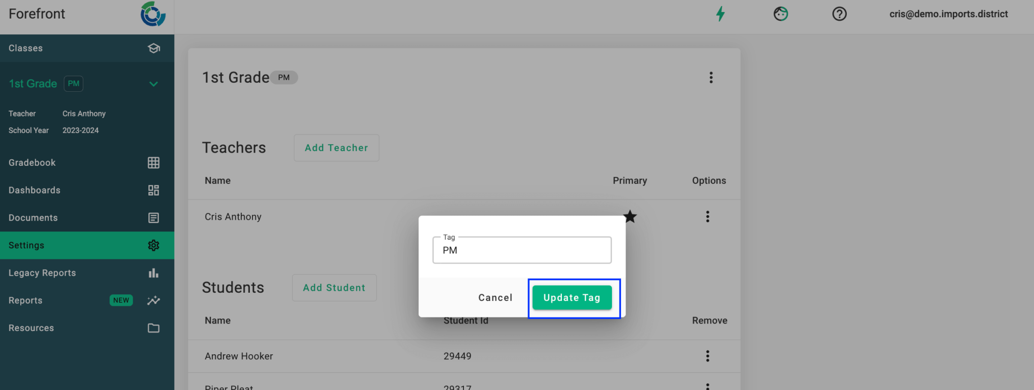 How do I modify class names? - Forefront Education